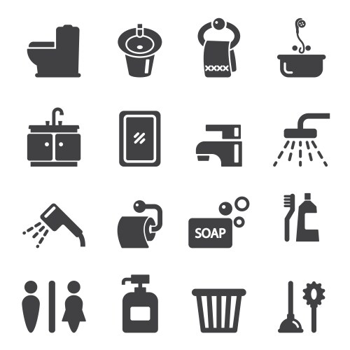 Restroom icon set washroom and bathroom symbols Vector Image