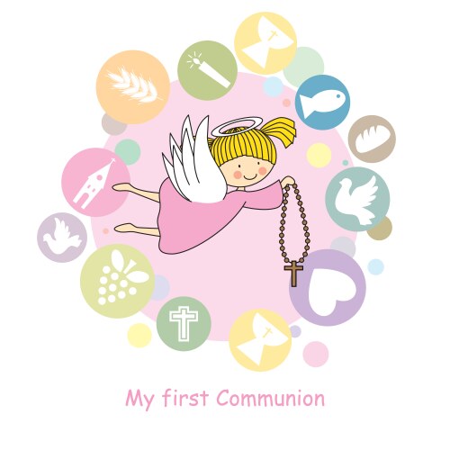 First Communion Angel Holy Grail Royalty Free Vector Image