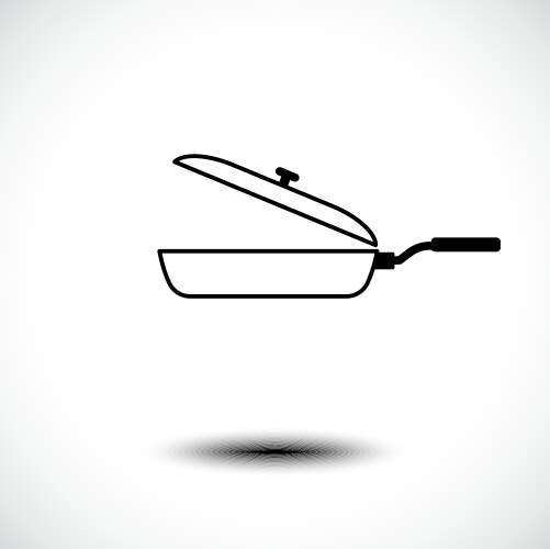 Frying pan outline icon collection or set Vector Image