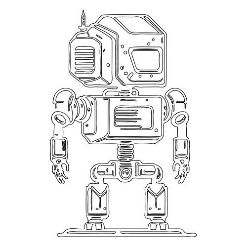 Robot outline sketch Royalty Free Vector Image