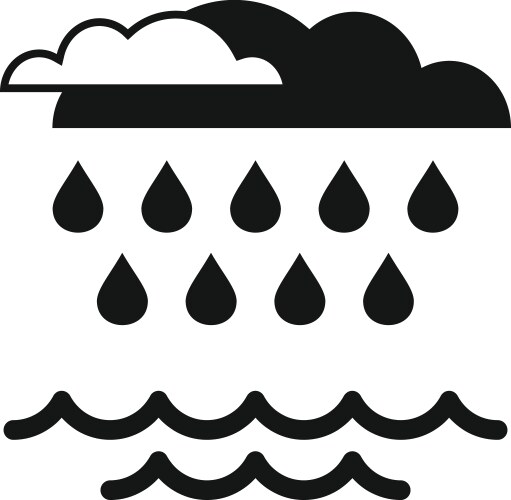 Sea level rise icons set simple water Royalty Free Vector