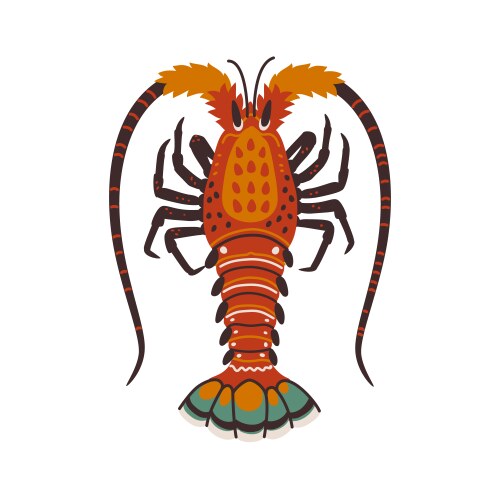 Silhouette spiny lobster linear Royalty Free Vector Image
