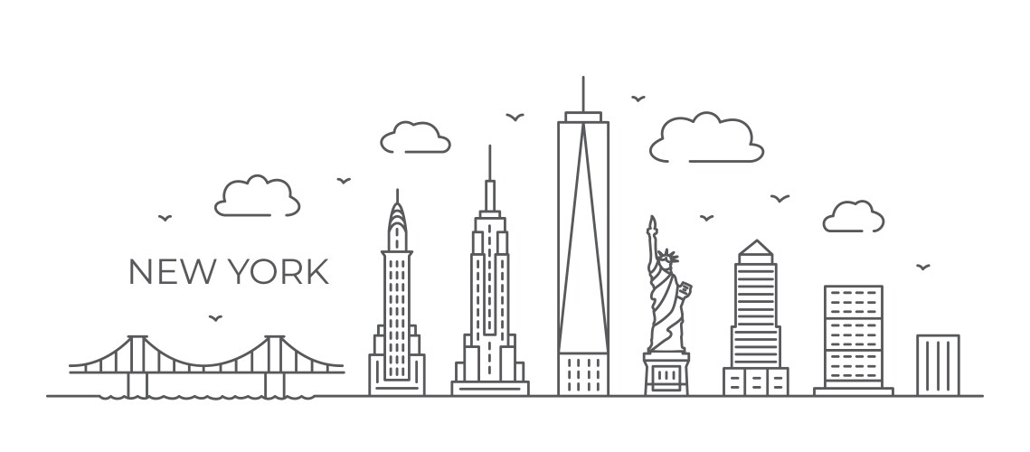 One single line drawing new york city skyline Vector Image