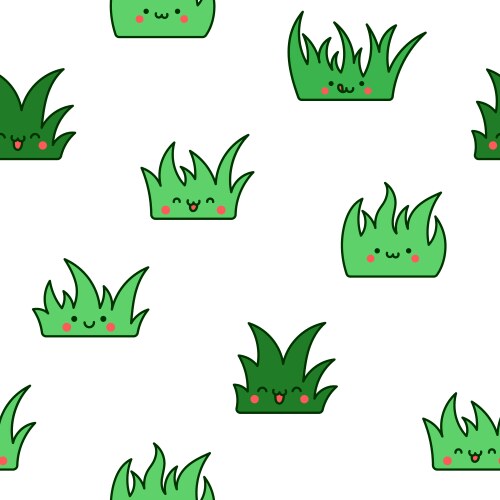 Kawaii natural lawn grass seamless pattern Vector Image