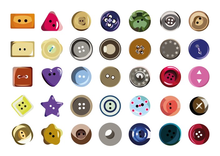 Decorative group of sewing buttons with sample Vector Image