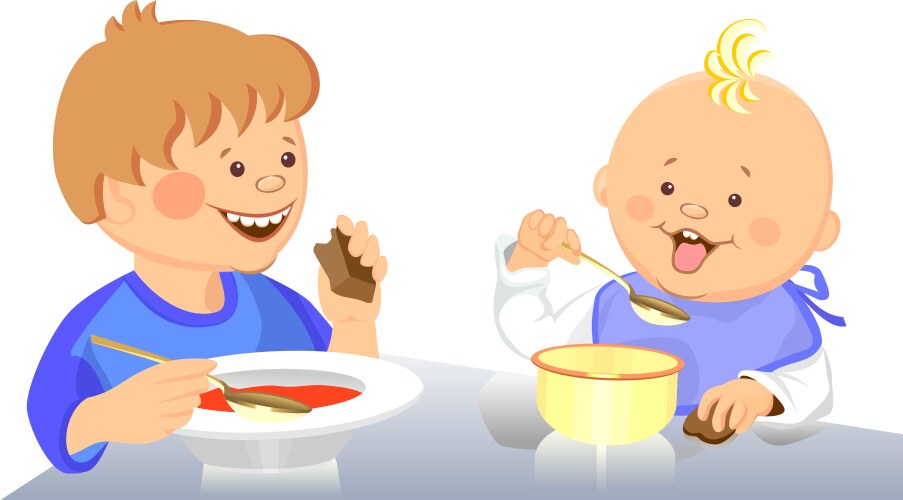 Kid Eating Soup Vector Images (over 330)