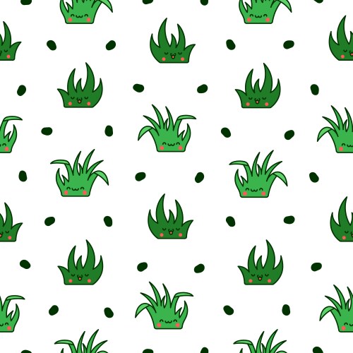 Kawaii natural lawn grass seamless pattern Vector Image