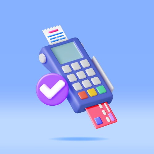 3d payment terminal with card and receipt Vector Image