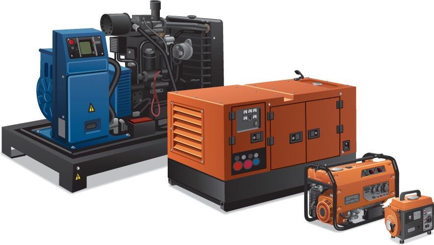 Silent power mobile generators engine motor Vector Image