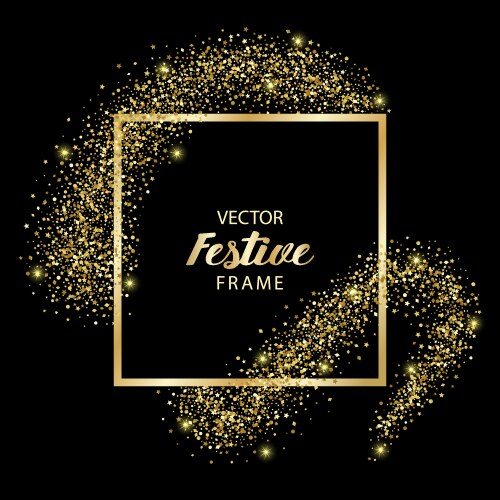 Happy new year glitter and gold greeting template Vector Image