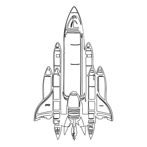 Space shuttle outline sketch Royalty Free Vector Image