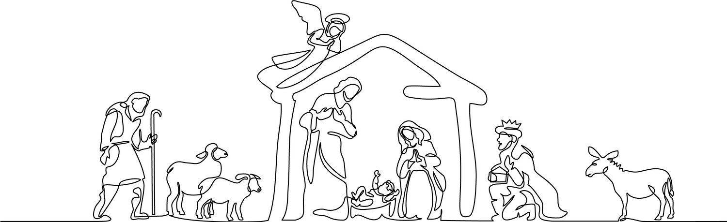 Nativity scene with holy family Royalty Free Vector Image