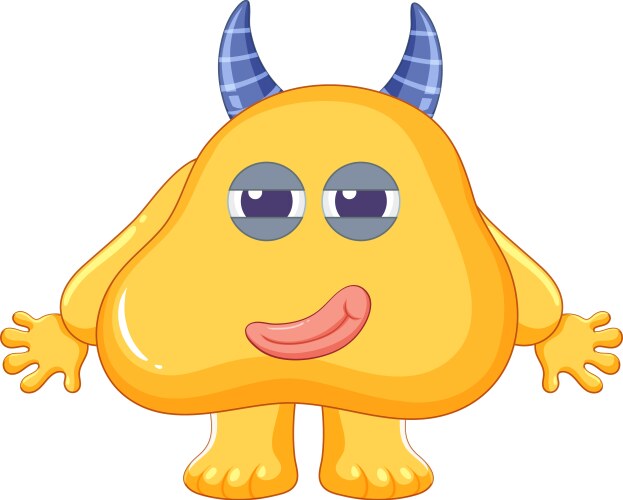 Cheerful yellow monster cartoon character Vector Image