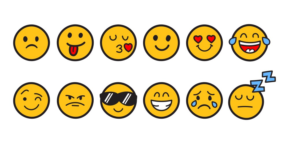 Emojis faces icon in hand drawn style doddle Vector Image