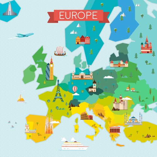 Colorful map europe Royalty Free Vector Image - VectorStock