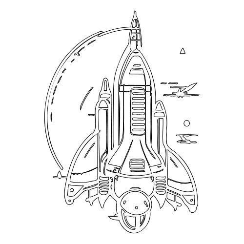 Space shuttle outline sketch Royalty Free Vector Image
