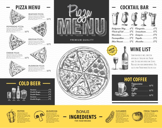 Italian pizza menu design Royalty Free Vector Image