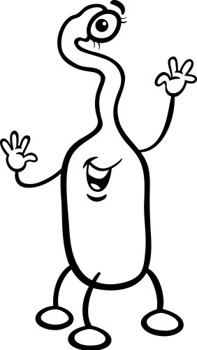 Alien cartoon character coloring page Royalty Free Vector