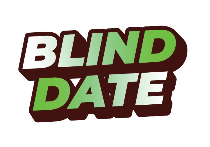 Blind date text effect in 3d style with eye Vector Image