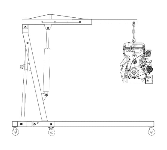 Hydraulic engine hoist lift motor in maintenance Vector Image