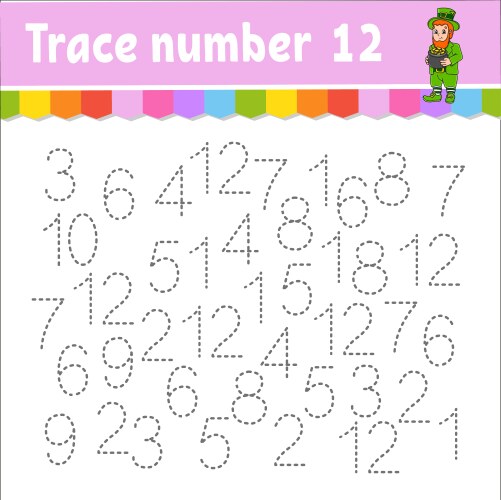 Number 1-10 trace and write handwriting practice Vector Image