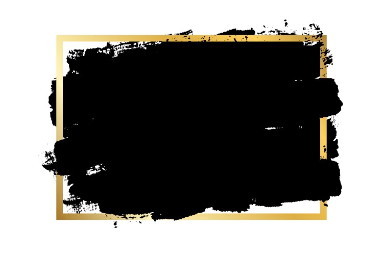 Brush strokes set gold text box isolated white Vector Image