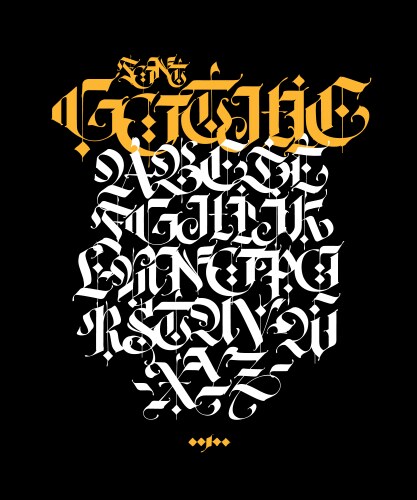 Full alphabet in the gothic style Royalty Free Vector Image