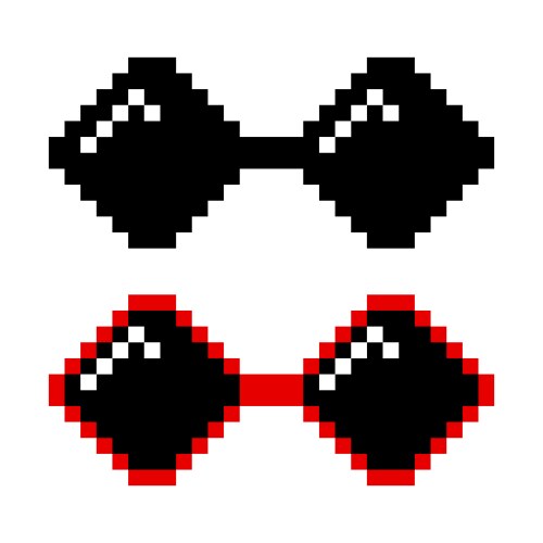 Pixelated sunglasses set pixel boss glasses 8 Vector Image