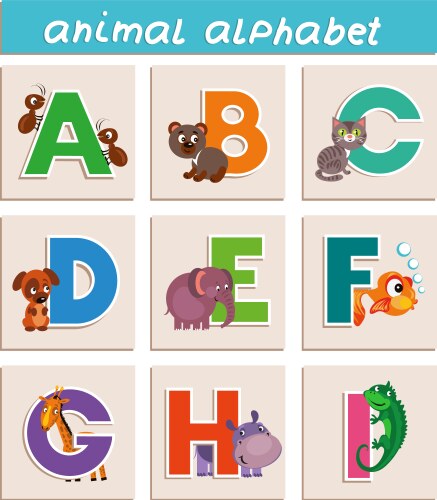 Animal alphabet Royalty Free Vector Image - VectorStock