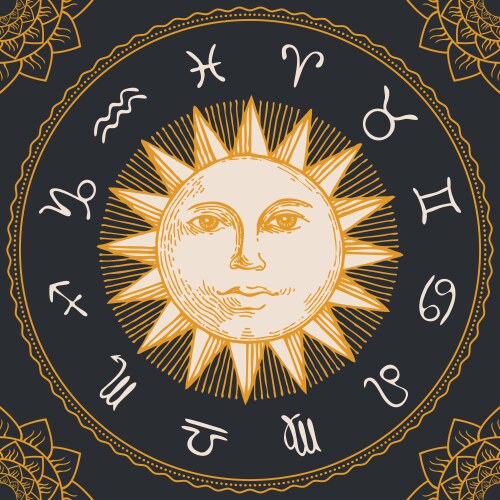 Zodiac sun icon astrology horoscope with signs Vector Image