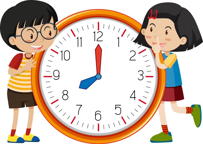Children holding a clock Royalty Free Vector Image