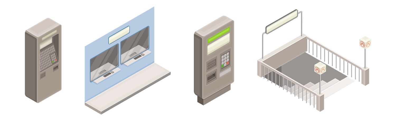 Isometric metro station with platform Royalty Free Vector