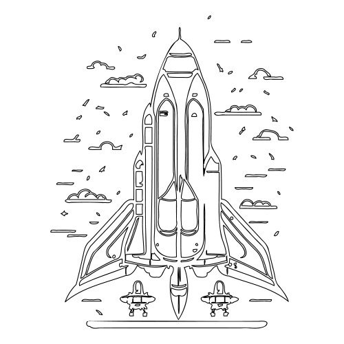 Space shuttle outline sketch Royalty Free Vector Image