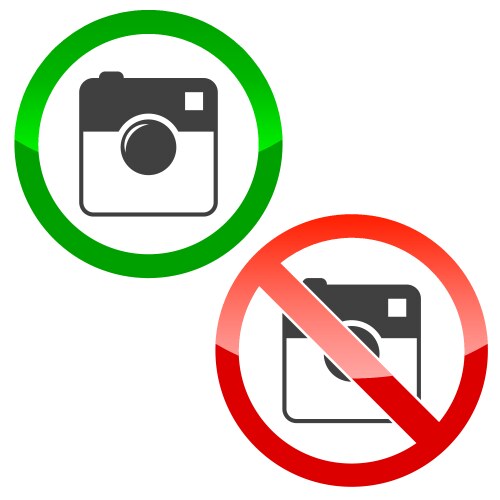 Photography permission signs set Royalty Free Vector Image