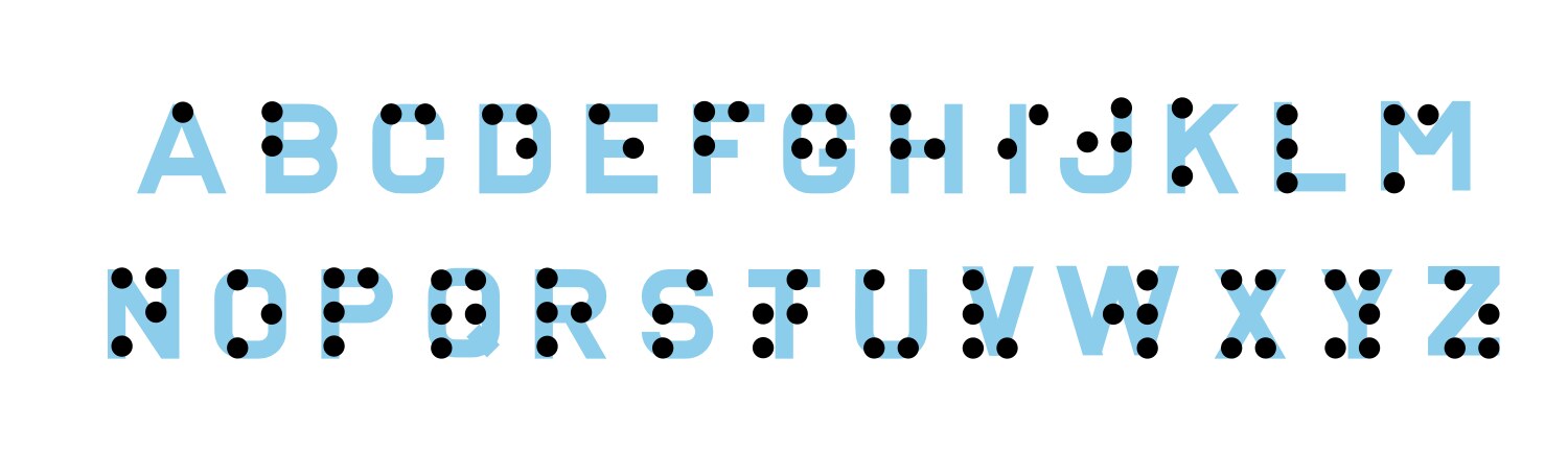 Braille alphabet table for education Royalty Free Vector