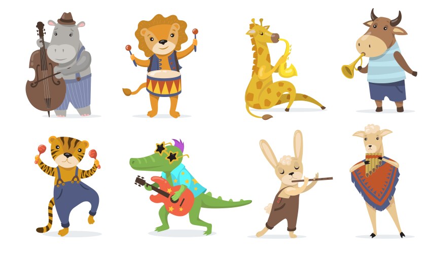 Animals with music instruments zoo musicians Vector Image