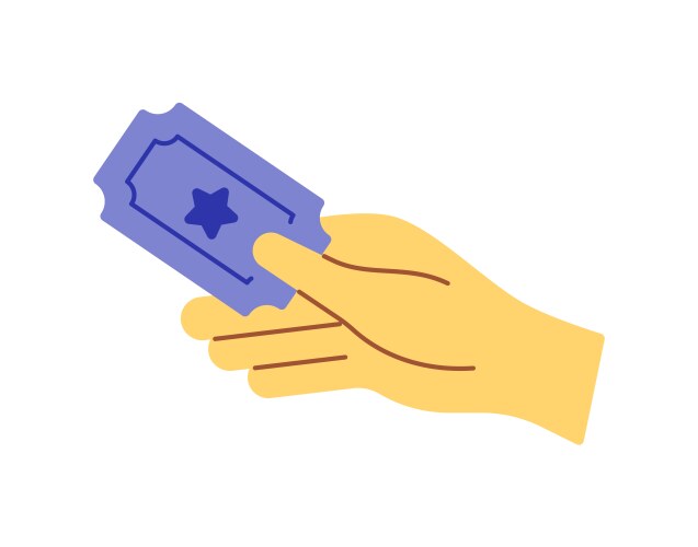 Hand with ticket or coupon cartoon Royalty Free Vector Image