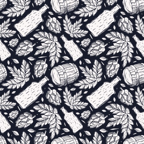 Craft beer brewery seamless pattern Royalty Free Vector