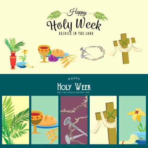 Holy week round icons Royalty Free Vector Image