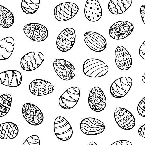 Happy easter day decorated eggs with pattern line Vector Image