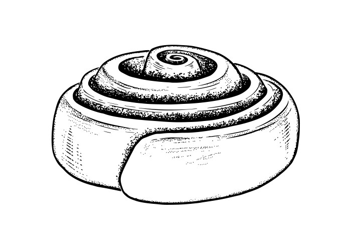 Cinnamon roll icon flat design and outline Vector Image