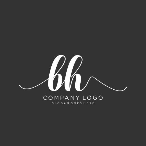 Bh initial handwriting logo with circle template Vector Image