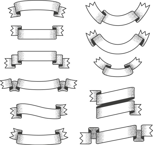 Semicircular banners ribbons for emblems Vector Image