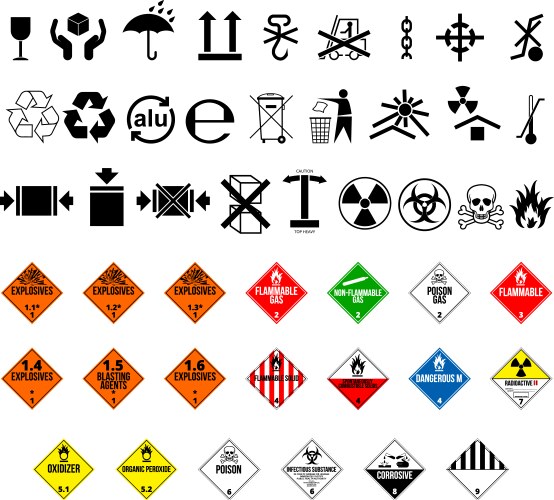 Hazard warning symbol icons ghs safety pictograms Vector Image