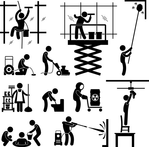Cleaning black icon set Royalty Free Vector Image