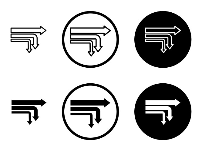 Diagram sankey icon set in black and white Vector Image