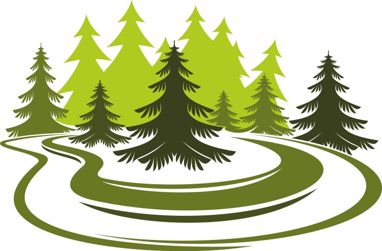 Green park alley with bushes abstract icon Vector Image