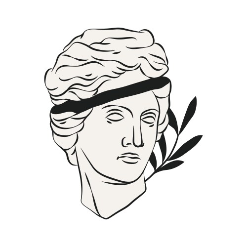 Greek sculpture cartoon male head graphic Vector Image