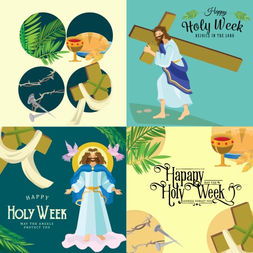 Set for christianity holy week before easter lent Vector Image
