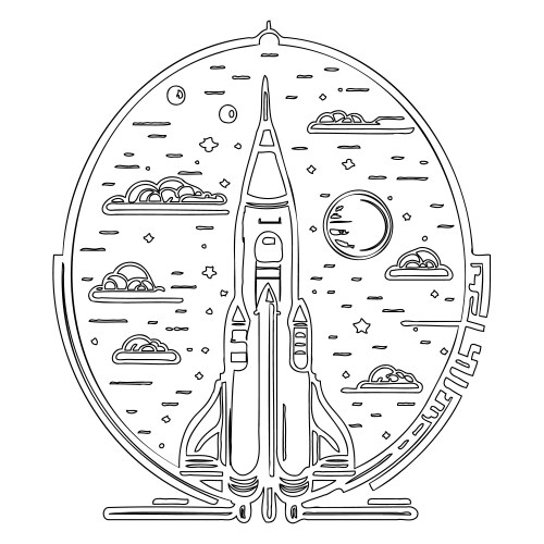 Space shuttle outline sketch Royalty Free Vector Image